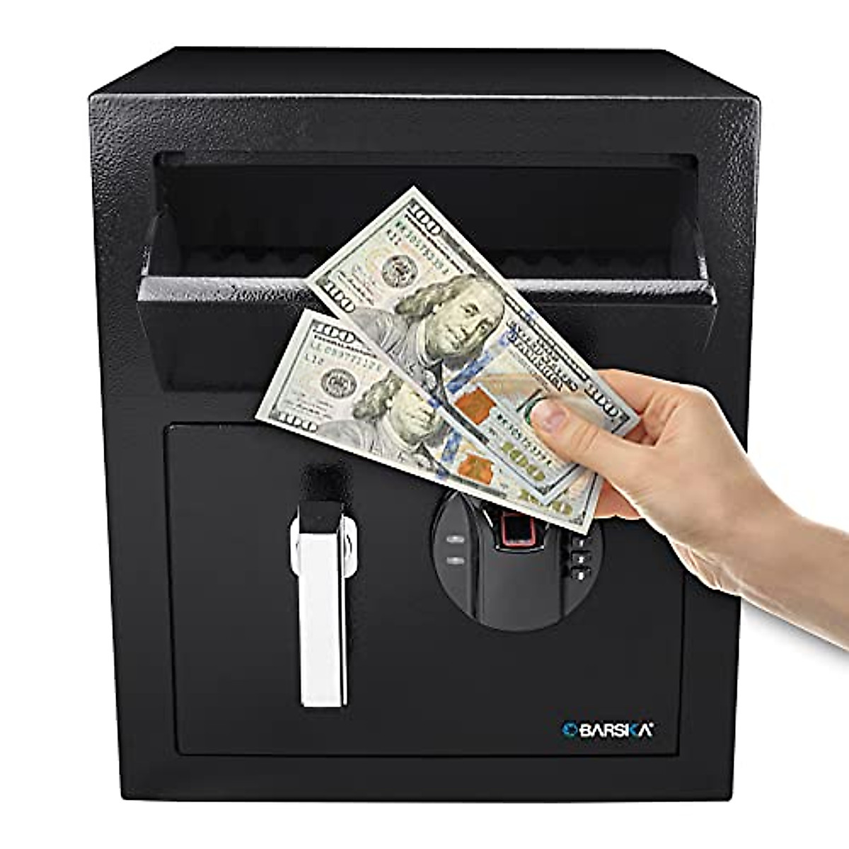 BARSKA AX13108 Biometric Keypad Digital Multi-User Security Business Depository Drop Safe with Front Load Drop Box for Money, Cash, and Mail