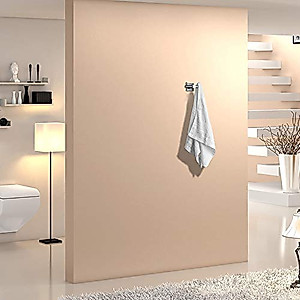 Double Towel Hooks for Hanging ,Premium Stainless Steel Heavy Duty Square Clothes Coat Robe Wall Hook for Kitchen &Garage, Heavy Duty Wall Mounted 2 Pack