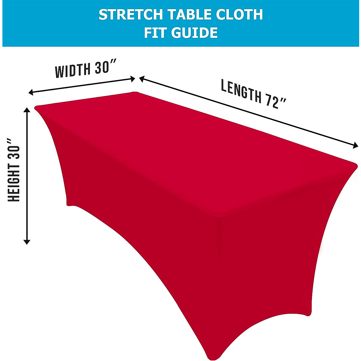 Utopia Kitchen Spandex Tablecloth 1 Pack [6FT, Red] Tight, Fitted, Washable and Wrinkle Resistant Stretch Rectangular Patio Table Cover for Event, Wedding, Banquet & Parties [72Lx30Wx30H Inch]