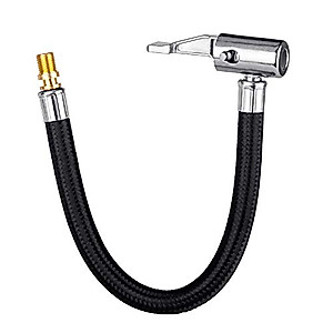 LUMITECO Locking Tire Chuck with Rubber Hose and Standard Tire Valve Fine Thread, Tire Inflator Pump Hose Adapter for Twist On Convert to Lock On Connection