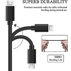 Charging Cable for Samsung Galaxy S7, 2Pack 6Ft 10Ft Long Charger Cable, Android Phone Fast Charger Cord for Samsung Galaxy S7 S6 Edge,Note 5 4,LG G4,Moto,Sony,PS4,Windows,MP3,Camera,Black