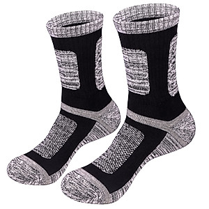 YUEDGE Mens Socks Mositrue Wicking Comfort Work Socks Padded Winter Boot Socks Thick Casual Athletic Socks For Men Size 9-11, Multicolor, 5 Pairs