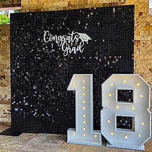 Shimmer Wall Panel Sequin Wall Backdrop Halloween Backdrop Black Backdrop 24-Packs Glitter Bling Background for Bachelorette Parties Advertising Signs