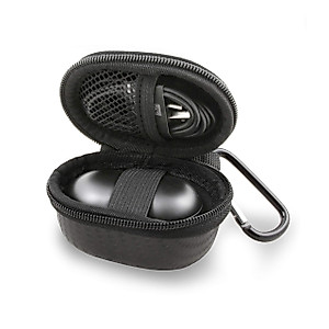 Casematix Handheld Travel Case Compatible with Samsung Galaxy Buds Plus Buds+ True Wireless Earbuds Bluetooth Earbuds and More, Water Resistant Compact Storage with Carabiner, Black