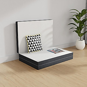 Tri Fold Memory Foam Mattress 4 inch Folding Mattress Topper Portable Foldable Memory Foam Mattress Non-Slip Bottom Breathable Mattress Guest Bed with Zipper Washable Cover CertiPUR-US Certified, Twin