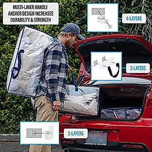 VENO Heavy Duty Extra Large Clear Moving Bags W/ Backpack Straps Strong Handles & Zippers, Storage Totes For Space Saving, Fold Flat, Alternative to Moving Box, Recycled Material (Clear - Set of 8)