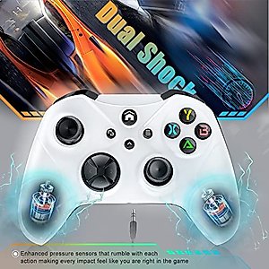 32Ft Wireless Controller Replacment for Xbox Controller, Compatible with Xbox One, Xbox Series X/S, Xbox One S/X, Steam, Android/iOS/PC Windows 7/8/10/11, Built-in Dual Vibration and Headphone Jack with TURBO Funtion (White)