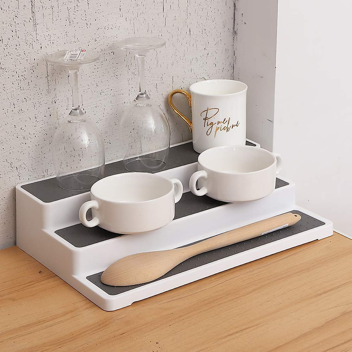 YCOCO 3-Tier Spice Rack Step Shelf Cabinet Non Skid Kitchen Organizer Waterproof 2 Pack