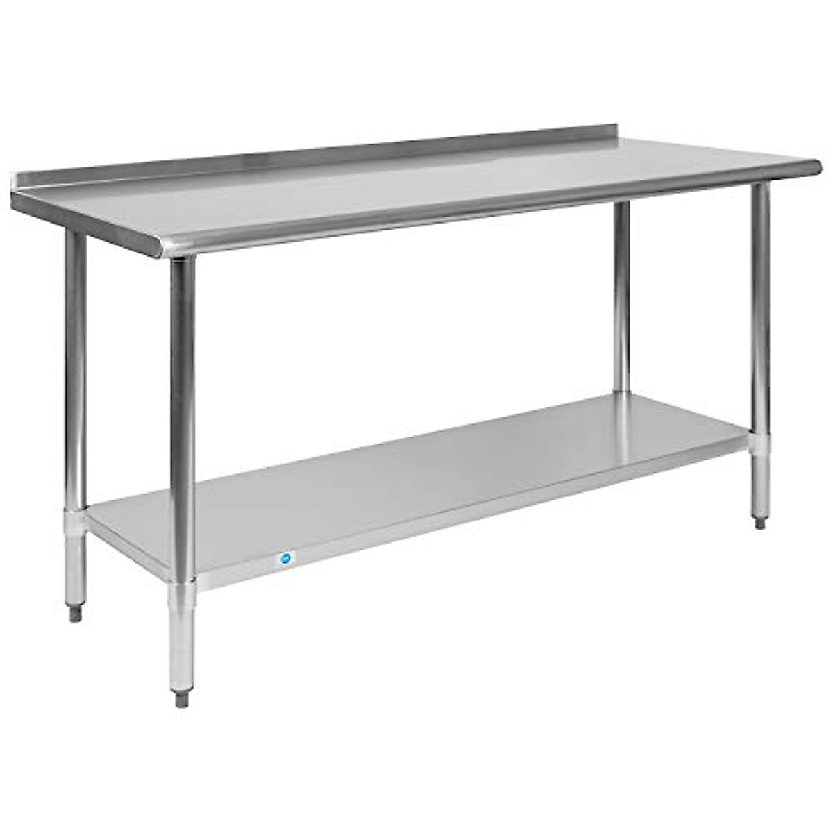 EMMA + OLIVER Stainless Steel 18 Gauge Kitchen Prep and Work Table with Backsplash and Shelf, NSF - 60" W x 24" D