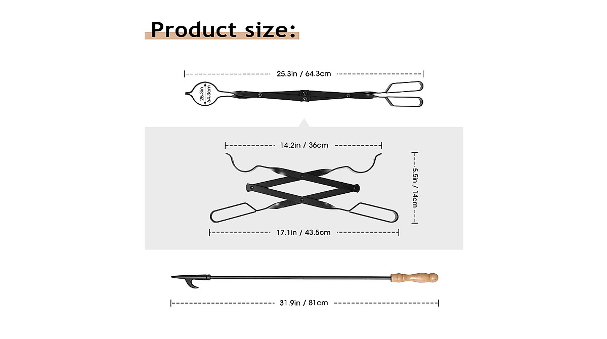 Heavy-Duty Fire Pit Tongs & Poker Set – AGM