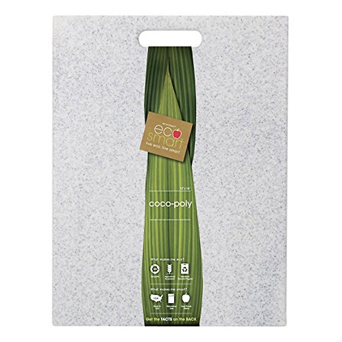 EcoSmart PolyCoco Cutting Board, Light Gray, 12" by 16", Recycled Plastic and Coconut Shell, Made in the USA by Architec