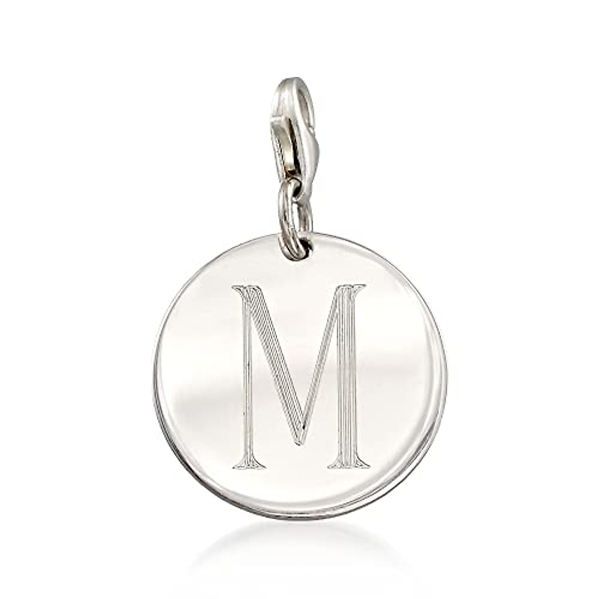 Ross-Simons Single Initial Disc Charm - Italian 6mm Sterling Silver Bead Bracelet 7 inches