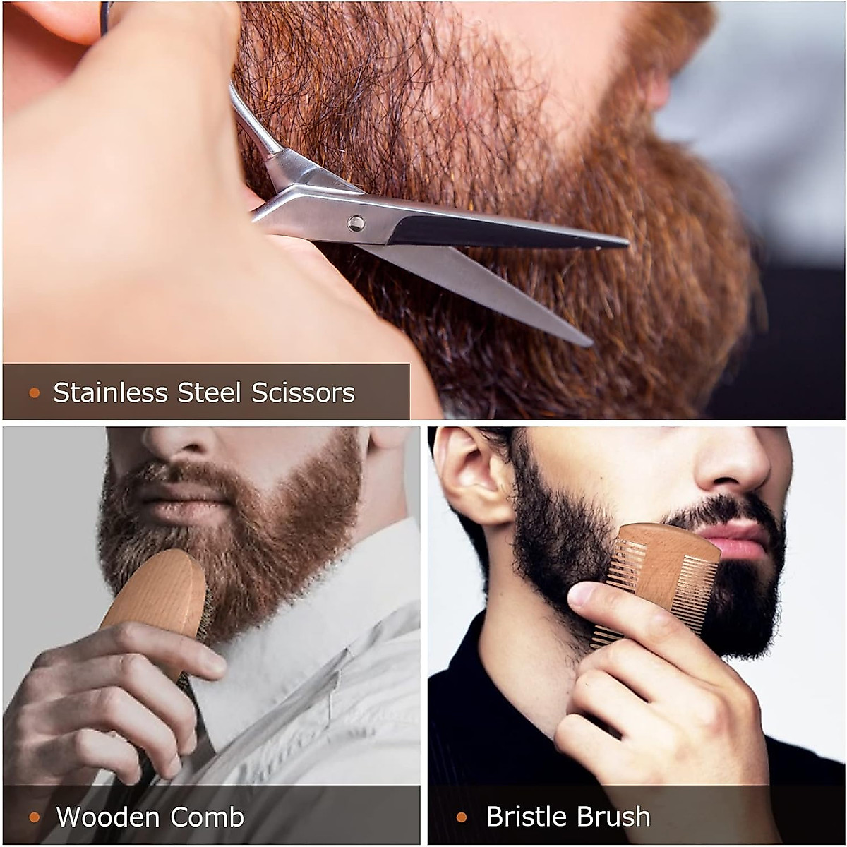 Beard Growth Kit-6 in 1 Beard Grooming Kit with Beard Oil, Beard Balm, Beard Wash, Brush, Comb and Shaving Scissors, Beard Care Kit Gifts for Men Father Dad Husband Boyfriend Brother Son Him