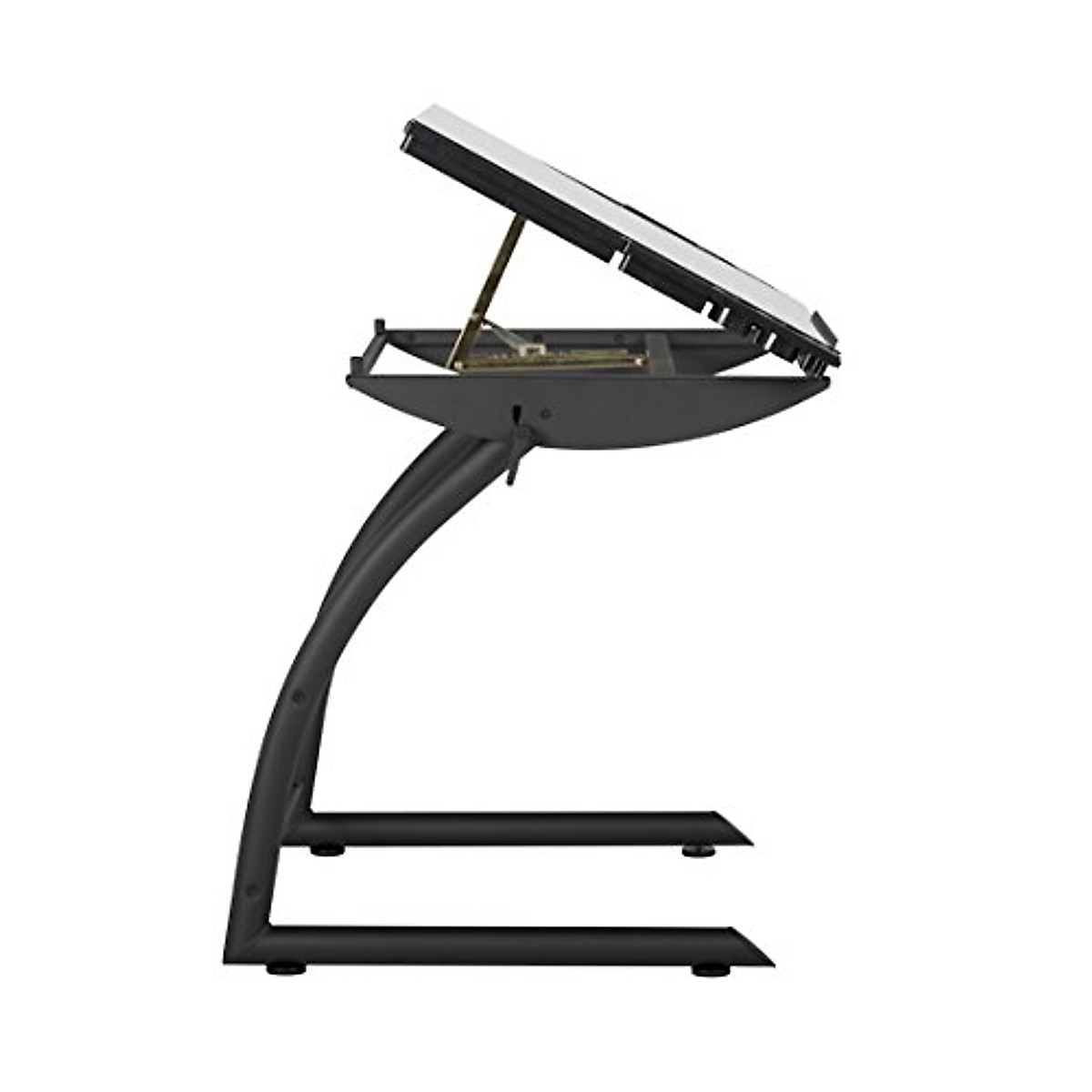 SD STUDIO DESIGNS Triflex Drawing Table, Sit to Stand Up Adjustable Office Home Computer Desk, 35.25" W X 23.5" D, Charcoal Black/Clear Glass