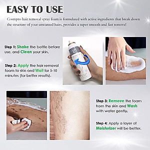 COSMPRO Hair Removal Spray Foam, Hair Removal Cream For Women and Men, Effective Hair Removal Inhibitor, Depilatory Cream for Underarm, Arm, Chest, Back, Leg, Bikini 5.07 oz