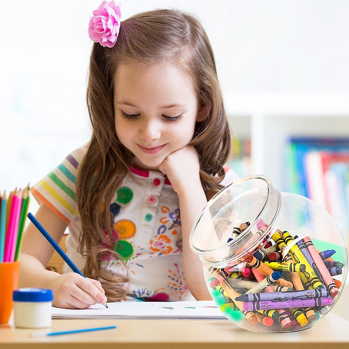 DilaBee Plastic Candy Jars with Lids for Candy Buffet - 2 Pack - Clear Cookie Jars for Kitchen Counter, Office Desk, Laundry Pods Containers, Home Storage Organizer & Party Table - 96 Oz