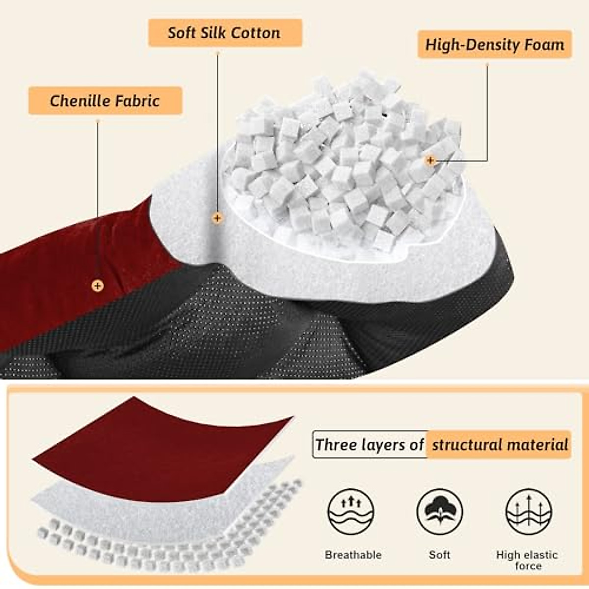 FINDEN Tufted Bench Cushion 42 inch - Non-Slip Bottom, Long Cushion for Window Patio Piano Storge Garden Indoor/Outdoor Furniture Seat, (42x16x4), Red