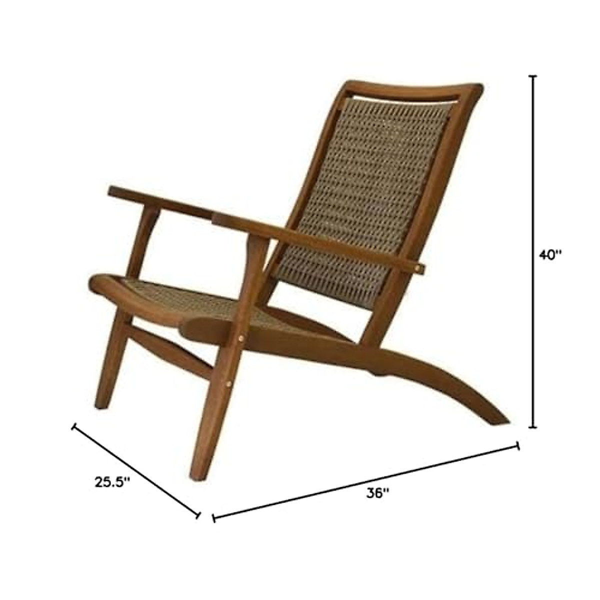 Outdoor Interiors All Weather Eucalyptus Driftwood Patio Lounger Chair, Grey Wicker