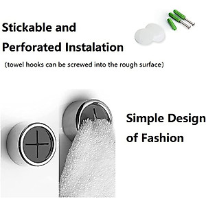 6 PCS Tea Towel Holder, BetterJonny Round Self-Adhesive Towel Hooks Tea Towel Clips Premium Wall & Door Mounted Towel Hooks for Kitchen Bathroom Home No Drilling Required