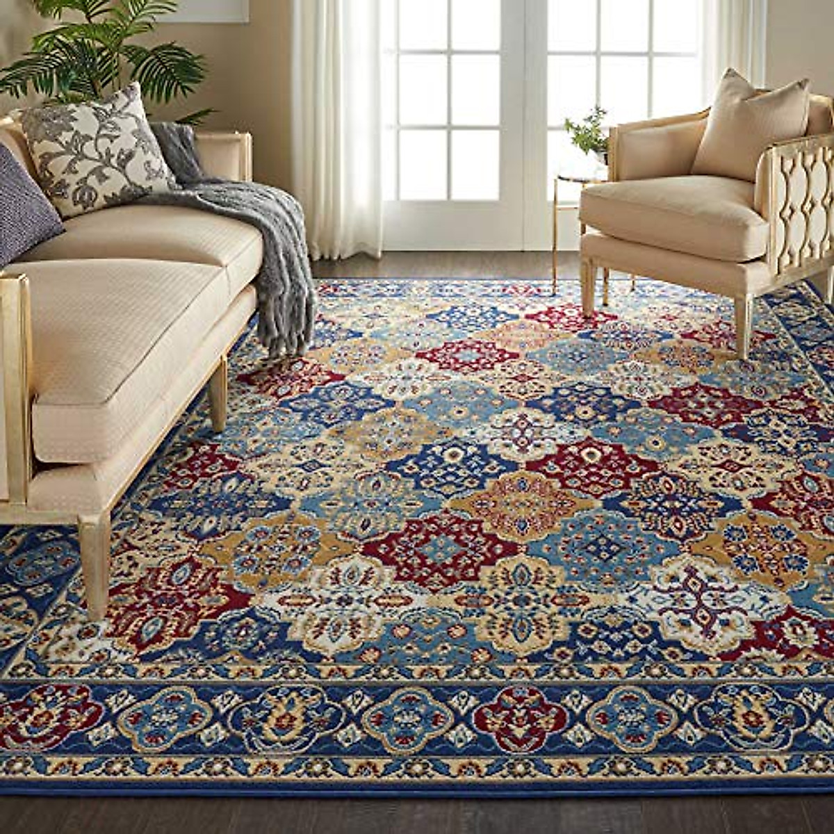 Nourison Grafix Traditional Multicolor 7'10" x 9'10" Area Rug, Easy Cleaning, Non Shedding, Bed Room, Living Room, Dining Room, Kitchen (8x10)