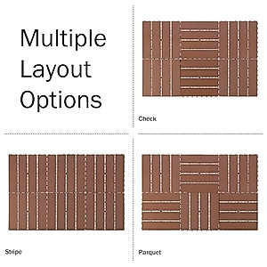 Interlocking Deck Tiles - 6-Pack 11.6-in Wood Plastic Composite All-Weather Outdoor Flooring Balcony Poolside or Patio by Pure Garden (Brown)