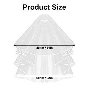 Bridal Veil Women's Simple Tulle Short Lace Wedding Veil Ribbon Edge with Comb for Wedding Bachelorette Party Decorations Bridal Shower, Bride To Be Gift