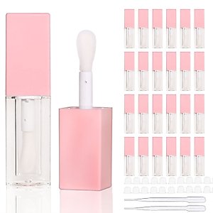 24pcs 5ml Empty square pink lipgloss tubes bulk wholesale with big wand lipgloss containers