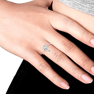 AeraVida Tropical Summer Coconut Palm Tree Charm .925 Sterling Silver Ring (7) | Minimalist Silver Tree Ring for Women | Fashion Jewelry