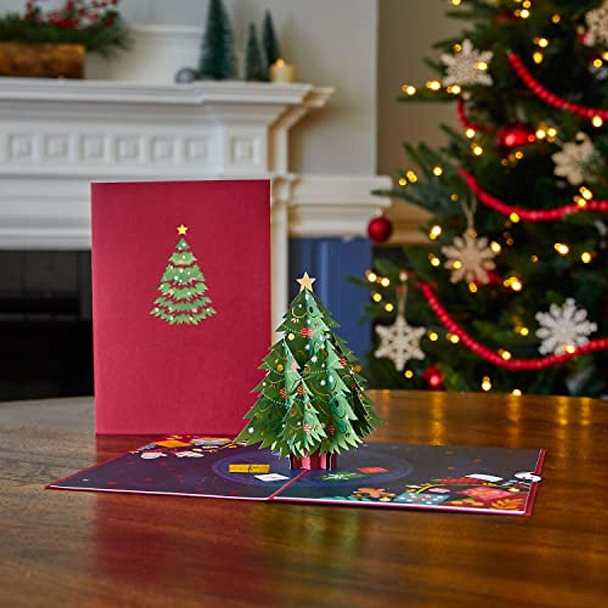 Lovepop Festive Christmas Tree Pop Up Card, 5x7-3D Greeting Card, Pop Up Christmas Cards, Kids Christmas Card, 3D Holiday Card, Winter Cards