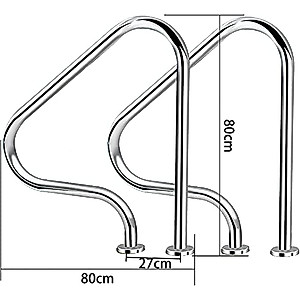 ANSNAL Swimming Pool Handrails, 304 Stainless Steel Pool Safety Handrail, Tube Wall Thickness 1mm, for Garden Backyard Pools/Silver/B (Silver A)