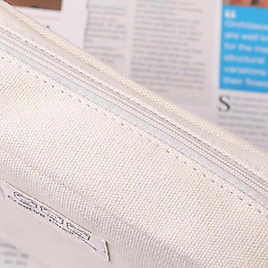 Sotzac Cute Pencil Case Large Capacity Pen Pouch Accessories Bag Canvas Organizer (Cream)