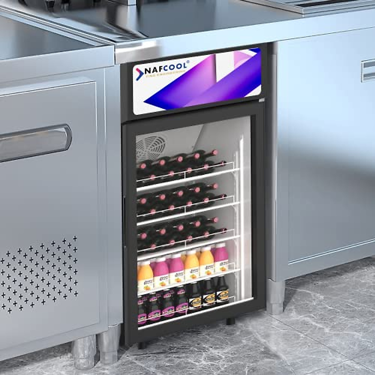 NAFCOOL Sub Zero Commercial Beverage Refrigerator Cooler, 3 Cu Ft Mini Small Undercounter Countertable Refrigerator Drink Display Fridge with Glass Door Home or Sale Used,ETL & NSF Approval, 20" Wide