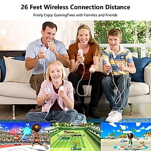 Yosikr Wii Controller 2 Pack, Wii Remote Controller with Silicone Case and Wrist Strap Compatible for Wii/Wii U (Red and DeepBlue)