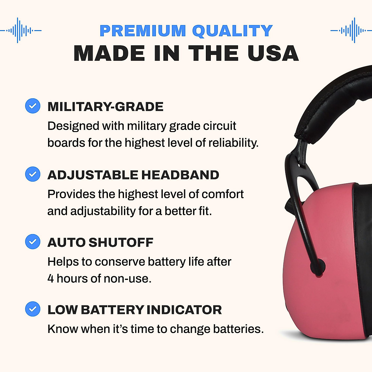 Pro Ears Gold II 30 Electronic Hearing Protection, Military Grade Tactical Ear Muffs, NRR 30 DB, for The Range, Shooting, & Hunting, Pink