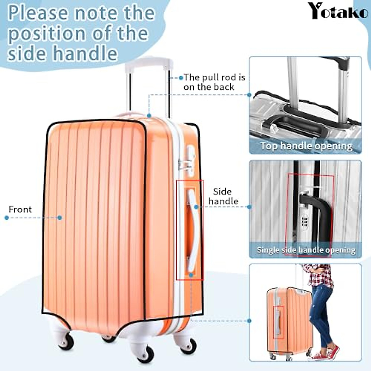 Yotako Clear PVC Suitcase Cover Protectors 20 Inch Luggage Cover for Wheeled Suitcase 20''