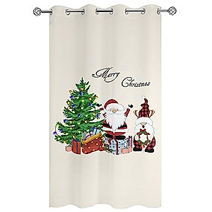 Outdoor Curtains for Patio 1 Panel Dwarf Under Christmas Tree with Snowflakes and Gifts Waterproof Privacy Outside Curtain Sun Blocking Grommet Drapes for Porch Gazebo Pergolas Balcony 52x84 Inch