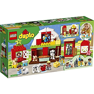 LEGO DUPLO Town Barn, Tractor & Farm Animal Care 10952 Playset with People Figures and Cute Pony, Pig, Dog, Sheep, Cow, Calf, Rooster and Chicken Toys; Great Learning Toy, New 2021 (97 Pieces)