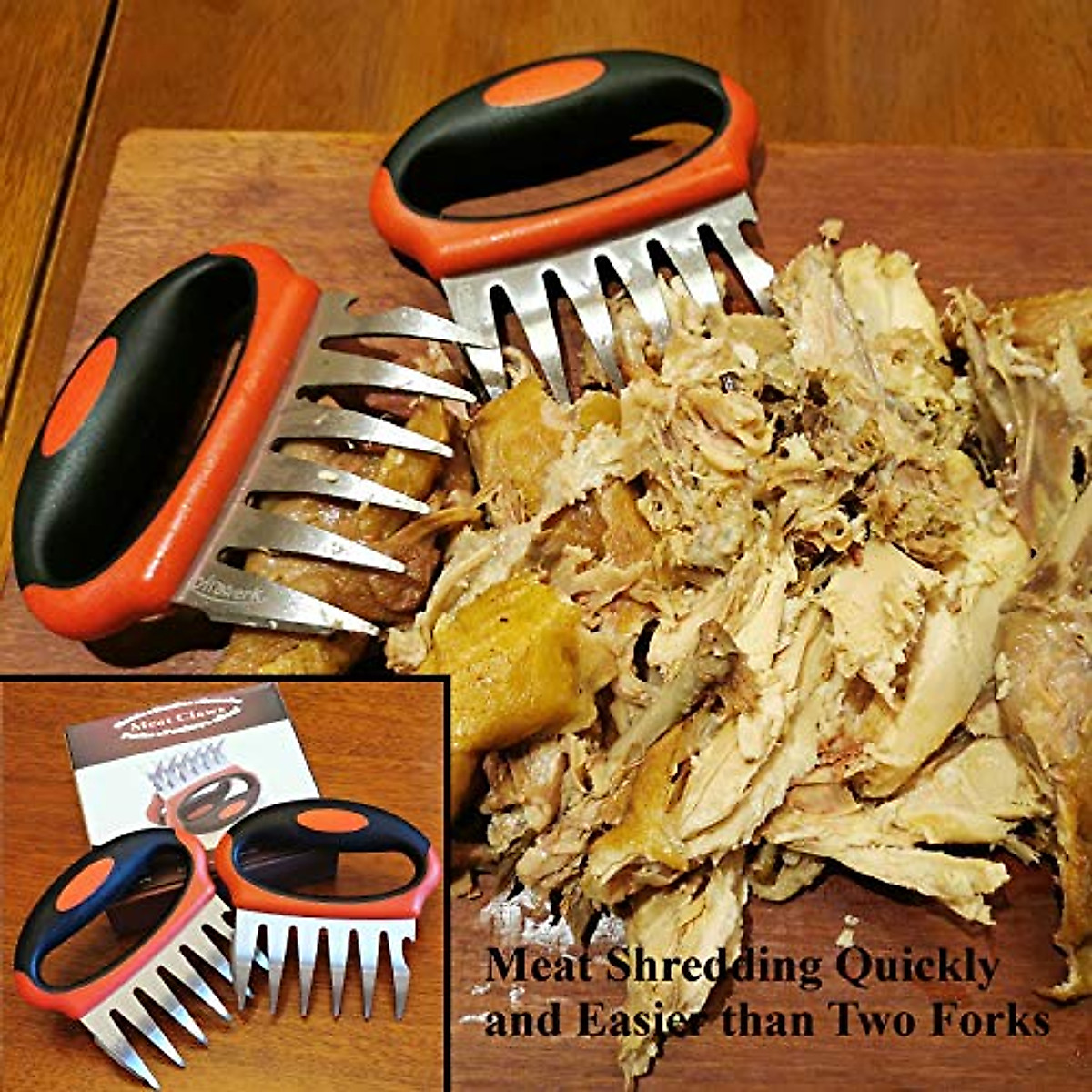 DflowerK Meat Shredding Claws Stainless Steel Shredder Claws BBQ Meat Forks, Perfect for Shredding Handing Pulling Pork Chicken Beef Turkey