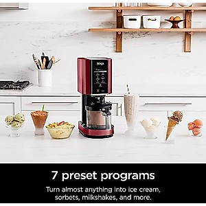 Ninja CREAMi Ice Cream Maker, 7 One-Touch Programs, with (2) Pint Containers & Lids, Compact Size, Red