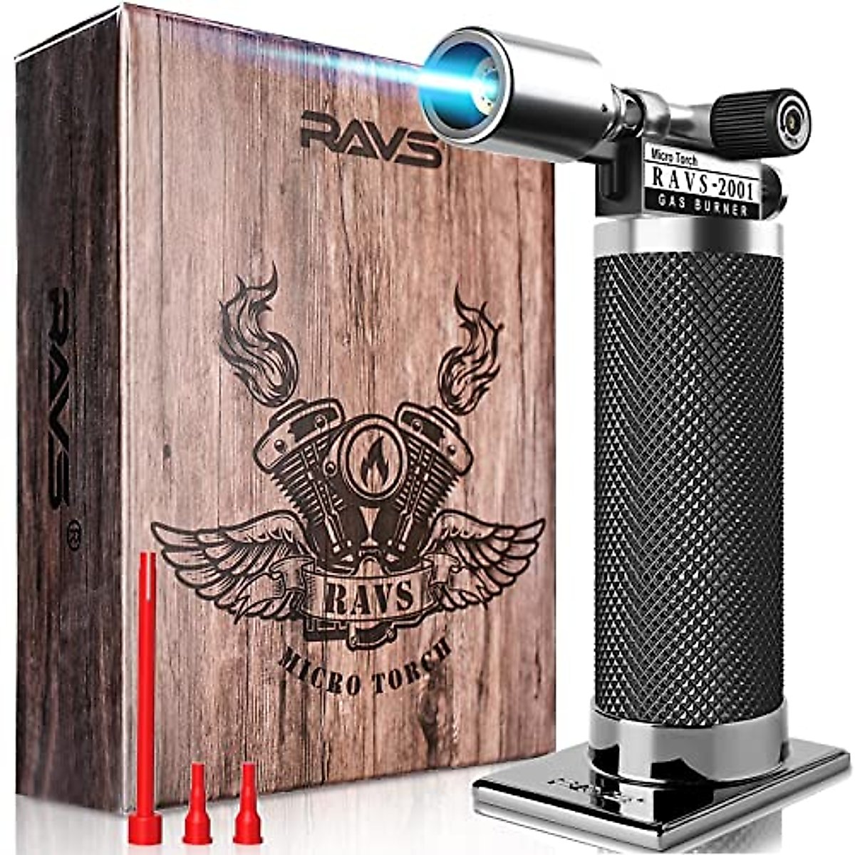 ravs Butane Torch, Refillable Kitchen Torch Lighter with Safety Lock and Adjustable Flame, Creme Brulee Kitchen Food Torch for Baking, Culinary Cooking Torch, Blow Torch - Butane Gas Not Included