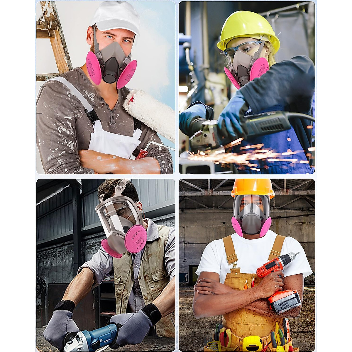 20PCS(10Pack) 2091 2097 Particulate Filters Cotton - Compatible with 6000 7000 FF-4 Series Half and Full Face Respirator Mask Used foe Dust Asbestos Woodworking Sanding