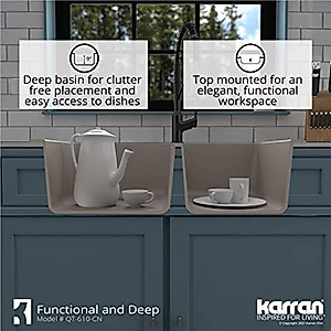 Karran QT-610 Drop-In Quartz Composite 33 in. 1-Hole 60/40 Double Bowl Kitchen Sink in Concrete