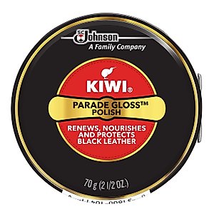 KIWI Black Parade Gloss Shoe Polish and Shine | Leather Shoe Care for Dress Shoes and Boots | Carnuba Wax | 2.5 Oz