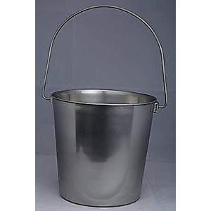 Indipets Heavy Duty Stainless Steel Pail - 2 Quart - Durable Dog Food and Water Storage