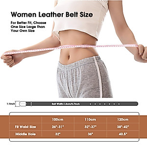 JASGOOD Womens Thin Leather Belt Skinny Faux Leather Belt for Jeans Dress with Gold Alloy Buckle,Black/Fit Waist Size 26-31 inch