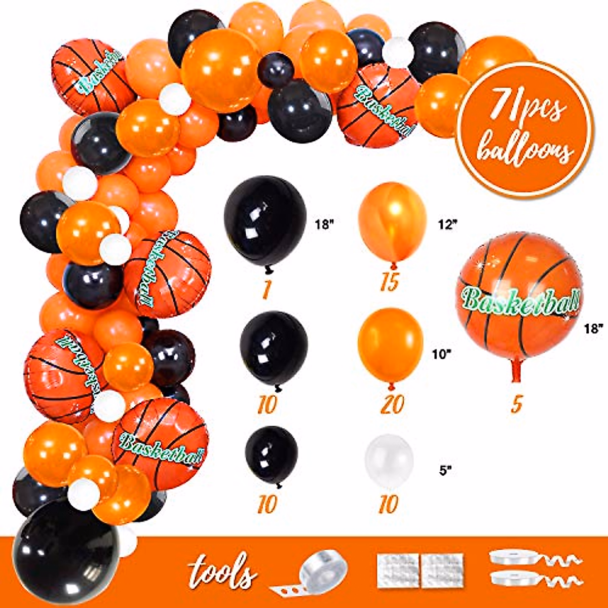 Homond Basketball Party Decorations Supplies, Basketball Birthday Decorations, Basketball Balloons Garland, Sports Theme Supplies, Basketball Banner, Cake Topper