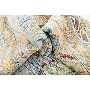 Unique Loom Austin Collection Traditional Border, Floral, Vintage Area Rug, 8' 0" x 10' 0", Blue/Green