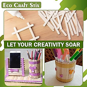 Eco Craft Stix 6" Jumbo Wooden Craft Sticks - Pack of 500ct. Includes a Bonus Gift. Great For Kids Classroom Arts Supplies.