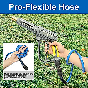 Heliwoo Pressure Washer Hose 50 FT x 1/4", Upgrade Kink Resistant Pro-Flexible Electric Power Washing Hose, 4000 PSI Replacement Extension Hose with Swivel Thread x 3/8" Quick Connect 5 Set