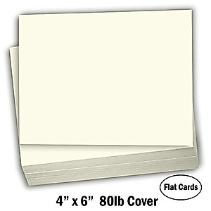 Hamilco Cream Colored Cardstock Thick Paper - Blank Index Flash Note & Post Cards - Greeting Invitations Stationary 4 X 6" Heavy Weight 80 lb Card Stock for Printer - 100 Pack